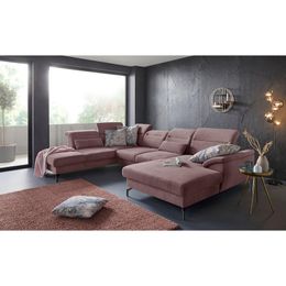 Sit & More sit&more Wohnlandschaft &raquo;Percy U-Form&laquo; 15 cm Fu&szlig;h&ouml;he, Sitztiefenverstellung, wahlweise in 2 Fu&szlig;farben lila B/H/T: 343cm x 235cm, Luxus-Microfaser 