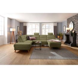 OTTO home Wohnlandschaft &raquo;Westerland U-Form&laquo; Federkern, wahlweise Schlaffunktion, Stauraum und Armlehn-Verstellung gr&uuml;n 98% Polyester 2% Polyamid B/H/