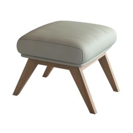 FLEXLUX Polsterhocker &raquo;Adria&laquo; Fu&szlig; Eiche, Fu&szlig;hocker f&uuml;r Ohrensessel wei&szlig; 100% Echteder B/H/T: 54cm x 41cm x 41cm, Echtleder