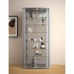 Fif M&ouml;bel fif m&ouml;bel Vitrine &raquo;STELLA&laquo; Standvitrine/Glasvitrine 2x Glast&uuml;r,perfekt f&uuml;r Sammler,Sammlervitrine silber Glas, Holzwerkstoff, Sicherheitsglas ESG 