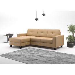 OTTO home Ecksofa &raquo;Varese&laquo; wahlweise mit Schlaffunktion und Bettkasten beige B/H/T: 239cm x 91cm x 164cm, NaturLEDER Stoff, Recamiere links,mit 