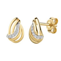 Firetti Damen Paar Ohrstecker &raquo;Schmuck Geschenk Gold 333 Ohrschmuck Ohrringe Welle bicolor&laquo; mit Zirkonia (synth.) gold Gelbgold 333