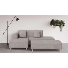 OTTO home Ecksofa &raquo;Suyala&laquo; L-Form mit Hocker grau 100% Polyester B/H/T: 258cm x 85cm x 168cm, Chenilleoptik, Recamiere links,mit Hocker