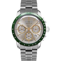 Zeppelin Herren Zeppelin Chronograph &raquo;New York&laquo; Quarzuhr, Armbanduhr, Herrenuhr, Made in Germany, Edelstahlarmband silber Einheitsgr&ouml;&szlig;e