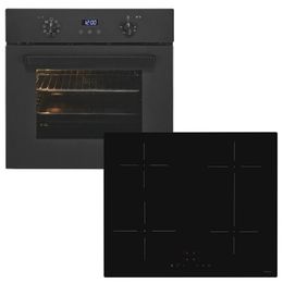 Exquisit Backofen-Set &raquo;EBE367-H-120 mattschwarz&laquo; Set, 2 Stk. tlg. Elegant und trendig in Mattschwarz, 160&deg;Frittieren auf dem Kochfeld Rahmenloses 