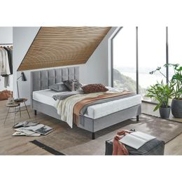 ATLANTIC HOME COLLECTION Boxbett &raquo;Nikola&laquo; Massivholzf&uuml;&szlig;en, mit / ohne Matratze, in H2 und H3 erh&auml;ltlich grau Struktur, Liegefl&auml;che B/L: 140cm x 200cm,