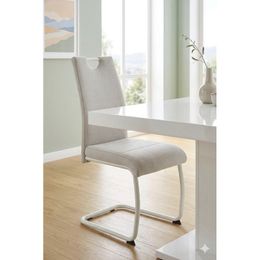 Hela Freischwinger &raquo;FLORENZ&laquo; (Set) 4 Stk.Rundrohrgestell Matching Colour, gepolstert, mit Griff beige Metall, Polyester, Stoff B/H/T: 43cm x 97,5cm x 
