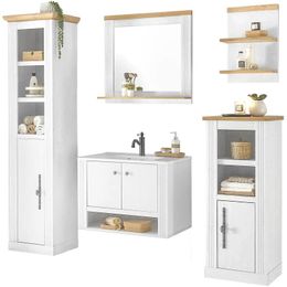 OTTO home Badm&ouml;bel-Set &raquo;WESTMINSTER, Bad im Landhausstil, 5-teiliges Badezimmer&laquo; 5 Stk. tlg. wei&szlig; B/H/T: 220cmcm x 203cmcm x 46cmcm