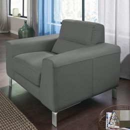 Calia italia Sessel &raquo;Simon Loungesessel, Designsessel, sehr bequem&laquo; in zwei Lederqualit&auml;ten grau Leder SORRENTO, pigmentiertes Glattleder;Leder BULL, 