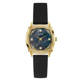 Guess Damen Quarzuhr &raquo;LIV&laquo; Armbanduhr, Damenuhr, Silikonarmband, Kristallsteine schwarz Einheitsgr&ouml;&szlig;e
