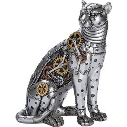 Gilde Skulptur &raquo;Figur Leopard Steampunk Leopard&laquo; silber Kunstharz B/H/T: 19cm x 25cm x 13cm
