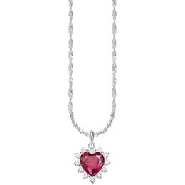 Thomas Sabo Damen Thomas Sabo Kette mit Anh&auml;nger &raquo;Romance Herz-Kette&laquo; mit Zirkonia (synth.), Rubin silber 45, Silber 925 (recycelt)
