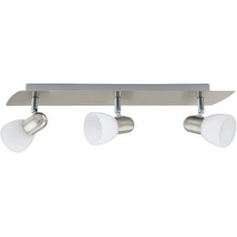 Eglo Deckenleuchte &raquo;Enea Deckenlampe, Deckenstrahler aus Metall und Glas, E14, Lampe&laquo; E14 1 Stk. Spot - L50 x B7 cm - nickel-matt - 3X40W exkl. silber