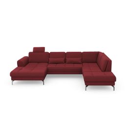 Sit & More sit&more Wohnlandschaft &raquo;Bendigo U-Form&laquo; inklusive Sitztiefenverstellung, Bodenfreiheit 15 cm, in 2 Fu&szlig;farben rot B/H/T: 332cm x 87cm x 226cm, 