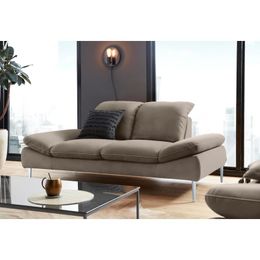 W.Schillig 2-Sitzer &raquo;enjoy&MORE&laquo; mit Sitztiefenverstellung, F&uuml;&szlig;e silber matt, Breite 202 cm braun Chenille-Flachgewebe R66 (85% Polyester, 15% Nylon);