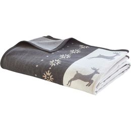 Ibena Bett&uuml;berwurf &raquo;Jacquard Bett&uuml;berwurf Lugano&laquo; im winterlichen Design grau Mischgewebe B/L: 220cm x 260cm