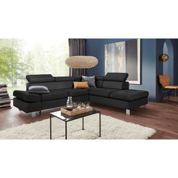 exxpo - sofa fashion Ecksofa &raquo;Fiji, L-Form&laquo; mit Kopf- bzw. R&uuml;ckenverstellung, wahlweise mit Bettfunktion schwarz Luxus-Kunstleder;Webstoff (100% 