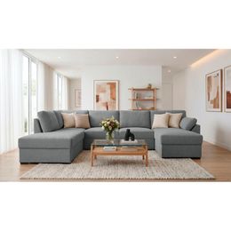 OTTO home Wohnlandschaft &raquo;Citry&laquo; Breite 309 cm, Chenille, Bettfunktion, Bettkasten, U-Form grau 100% polyester B/H/T: 309cm x 88cm x 224cm, Chenille, 