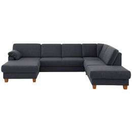 Home Affaire Wohnlandschaft &raquo;Belfort U-Form&laquo; mit Federkern, wahlweise mit Schlaffunktion und Stauraum grau Luxus-Microfaser Vintageoptik(100% 