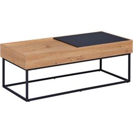 Inter Link Couchtisch &raquo;Filora, Sofatisch mit Stauraum, modernes Metallgestell schwarz&laquo; 1 Stk. tlg. Wohnzimmertisch Loft Stil, BxTxH: 110 x 50 x 40 cm braun B/H/T