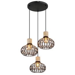 Globo LIGHTING H&auml;ngeleuchte &raquo;DORTHY&laquo; E27 1 Stk. Schwarze H&auml;ngeleuchte mit Travertine Stein und Kristallen, E27 3x40W 3, &Oslash; 47cm H: 150cm, 1 Stk.
