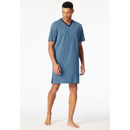 Schiesser Damen Nachthemd &raquo;Comfort Nightwear&laquo; mit V-Ausschnitt, kleine Brusttasche, 1/2-Arm blau 62, N-Gr