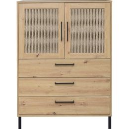 M&auml;usbacher Kommode braun B/H/T: 101cm x 128cm x 45cm,mit Vierkantf&uuml;&szlig;en, 3 Stk., 2 Stk.