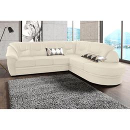 Sit & More sit&more Ecksofa &raquo;Savona&laquo; wahlweise mit Schlaffunktion wei&szlig; NaturLEDER (echtes Rindsleder) in Sitz und R&uuml;cken. Korpus in passendem Kunstleder SOFTLUX 