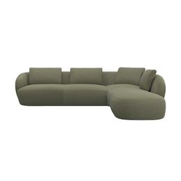 FLEXLUX Ecksofa &raquo;Torino, rund, L-Form, Sofa-Ecke mit Ottomane&laquo; Modernes, organisches Sofa-Design, Kaltschaum, Wellenunterfederung gr&uuml;n B/H/T: 296cm x 