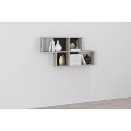 FMD Wandregal &raquo;Nora&laquo; Regal kompakt f&uuml;r B&uuml;cher und Accessoires, 100 cm breit, 53 cm hoch grau Holzwerkstoff B/H/T: 100cm x 53cm x 194cm