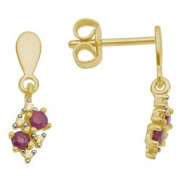 Firetti Damen Paar Ohrstecker &raquo;Schmuck Geschenk Gold 375 Ohrschmuck Ohrringe Fantasie&laquo; mit Rubin - mit Brillanten gold 0,04, 0,04 P2 = erkennbare 