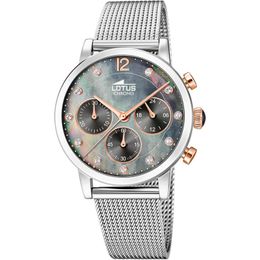 Lotus Damen Chronograph &raquo;Trendy&laquo; Quarzuhr, Armbanduhr, Damenuhr, Edelstahlarmband, analog rosa Einheitsgr&ouml;&szlig;e
