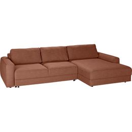 Trendmanufaktur Ecksofa &raquo;Bourbon II, mit extratiefer Sitzfl&auml;che und extrabreiter Recamiere&laquo; elegant und zeitlos, mit hohem Sitzkomfort, L-Form braun 