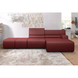 Egoitaliano Ecksofa &raquo;Babouche, Designsofa mit au&szlig;ergew&ouml;hnlichem Sitzkomfort zum Wohlf&uuml;hlen&laquo; rot Leder &raquo;BULL&laquo; (echtes Rindsleder). Geschliffenes, pigmentiertes und