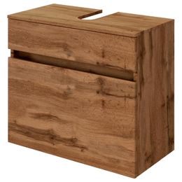 Welltime Waschbeckenunterschrank &raquo;Baabe&laquo; Badm&ouml;bel Breite 60 cm, h&auml;ngende Montage braun Holzwerkstoff eiche, B/H/T: 60cm x 55cm x 35cm