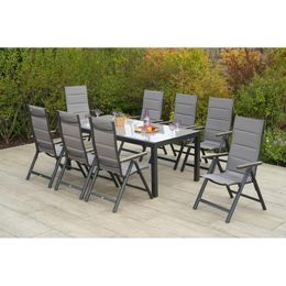 Merxx Garten-Essgruppe &raquo;Trivero&laquo; 9 Stk. tlg. grau Aluminium, Polyester Polyester