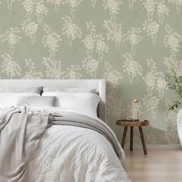 SUPERFRESCO EASY Vliestapete &raquo;Glyzinienbaum&laquo; gebl&uuml;mt gepr&auml;gt 10mx52cm (ca. 5m2) gr&uuml;n Vlies B/L: 0,52m x 10m, Rollen: 1