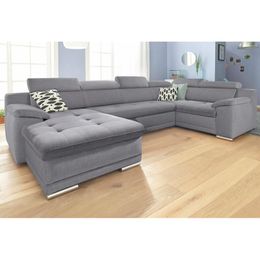 Quelle mit Kopfteilverstellung, wahlweise mit Schlaffunktion grau Kunstleder SOFTLUX ;Luxus-Microfaser ALTARA NUBUCK (100% Polyester);Struktur ( 100% 