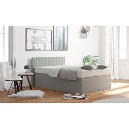 Westfalia Schlafkomfort Boxspringbett mit Zierkissen, wahlweise mit Topper grau Bezug: 100% Polyester;Polsterwatte: 100% Polyester Samtvelours Mit Kaltschaum-Topper, 