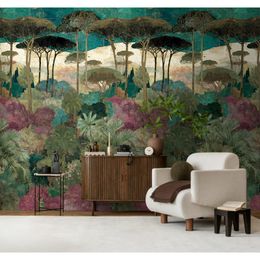 Livingwalls living walls Fototapete &raquo;The Wall 4 Flowers &ndash; Atmosph&auml;rischer Wald Vlies-Fototapete&laquo; Motiv matt naturalistisch leicht strukturiert Atmosph&auml;rischer 