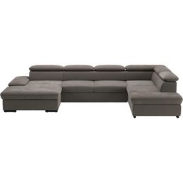Sit & More sit&more Wohnlandschaft &raquo;Alcudia U-Form&laquo; wahlweise mit Schlaffunktion braun 100% Polyester B/H/T: 349cm x 73cm x 226cm, Luxus-Microfaser Euphoria, 