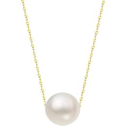 Firetti Damen Kette mit Anh&auml;nger &raquo;Schmuck Geschenk Gold 375 Halsschmuck Halskette schwebende Perle&laquo; mit S&uuml;&szlig;wasserzuchtperle gold Gelbgold 375 Perlen, 