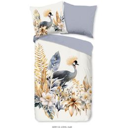 Good Morning Wendebettw&auml;sche &raquo;Loha&laquo; 3 Stk. 100% Baumwolle, 135x200, Rei&szlig;verschluss, Wendeoptik, Blau, Natur blau Renforc&eacute;, Obermaterial: 100% 
