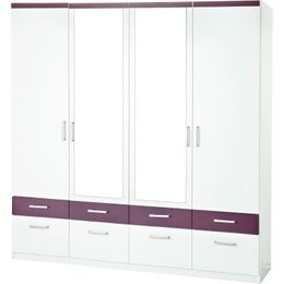 Priess Kleiderschrank lila Holzwerkstoff B/H/T: 185cm x 193cm x 56cm, T&uuml;ren: 4 Stk.