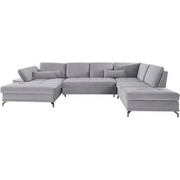 OTTO home Wohnlandschaft &raquo;Costello U-Form, B: 363 cm mit Sitztiefen- & Armteilverstellung&laquo; optional Schlaffunktion & Bettkasten grau 100% Polyester;