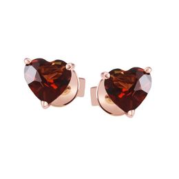 Firetti Damen Paar Ohrstecker &raquo;Schmuck Geschenk Gold 375 Ohrschmuck Ohrringe Herz&laquo; mit Granat oder Topas (behandelt) rosa Ros&eacute;gold 375