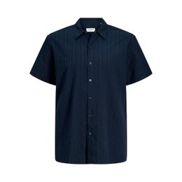 Jack & Jones PlusSize Jack & Jones Plussize Herren Jack & Jones PlusSize Kurzarmhemd &raquo;JORRIVIERA TEXTURE SHIRT SS PLS&laquo; mit Knopfleiste blau 4XL, N-Gr