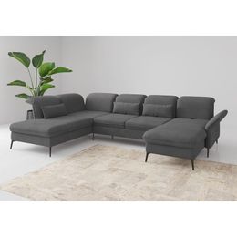 Sit & More sit&more Wohnlandschaft &raquo;Emely, inkl. Sitztiefenverstellung&laquo; wahlweise mit Schlaffunktion,Bettkasten,Kopf- & Armteilverstellung grau 90% Polyester, 10