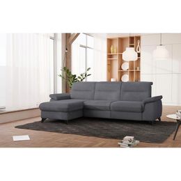 Sit & More sit&more Ecksofa &raquo;Astoria L-Form&laquo; wahlweise mit motorischer Relaxfunktion grau 100% Polyester B/H/T: 260cm x 91cm x 175cm, Flachgewebe, Recamiere 