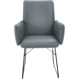 K+w Komfort & Wohnen K+W Komfort & Wohnen Armlehnstuhl () 1 Stk.Drahtkufengestell in Metall schwarz, Griff am R&uuml;cken, Steppung im Sitz blau B/H/T: 61cm x 91cm x 62cm, 1 
